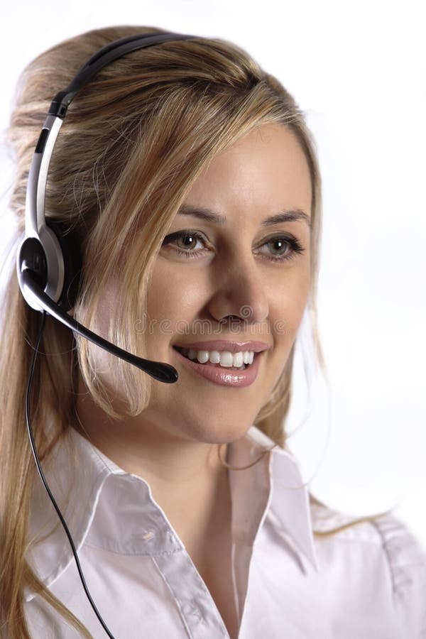 Blonde Customer Service Lady With Headset Stock Photo - Image of ...