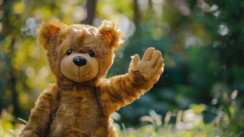 Friendly Teddy Bear Waving Hello. Generative AI Stock Photo - Image of ...
