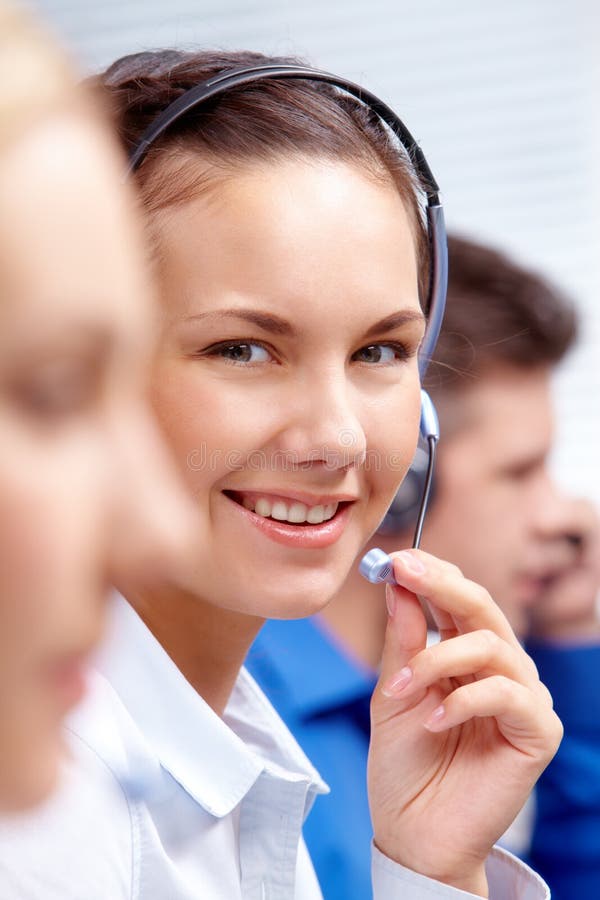 Smiley telephone operator stock photo. Image of corporate - 16278158