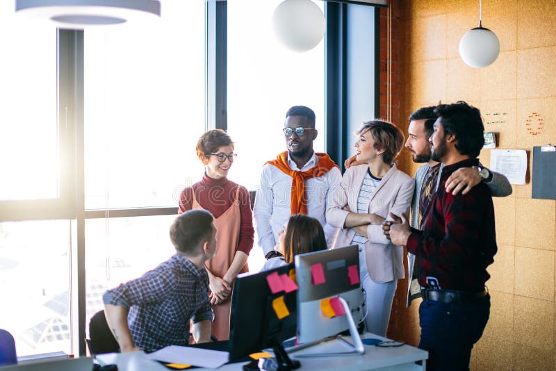 Friendly and Unanimous Team Young Ambitious People Stock Image - Image ...