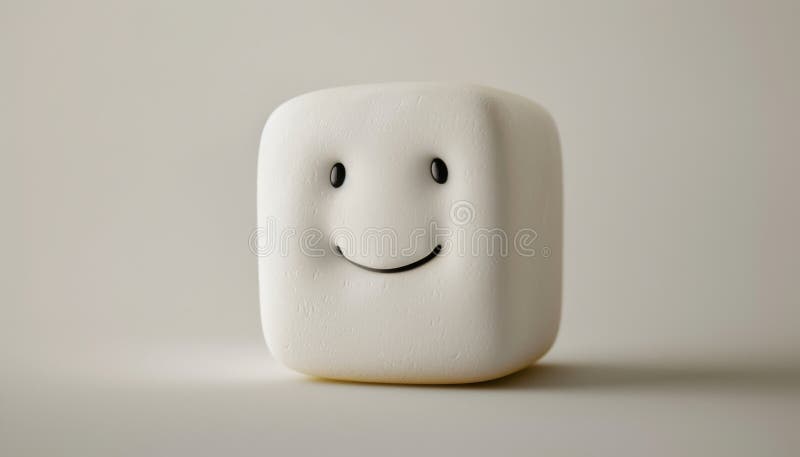 Friendly White Cube with a Happy Face on a Light Background Stock Photo ...