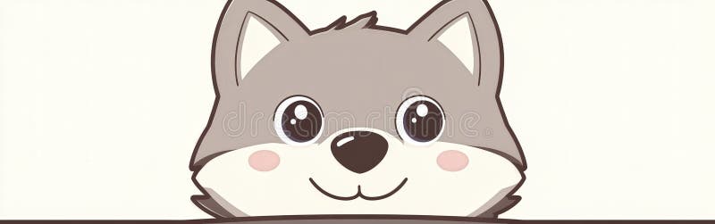 A Friendly Wolf Icon with Big Eyes Peeking Over a Surface Stock ...