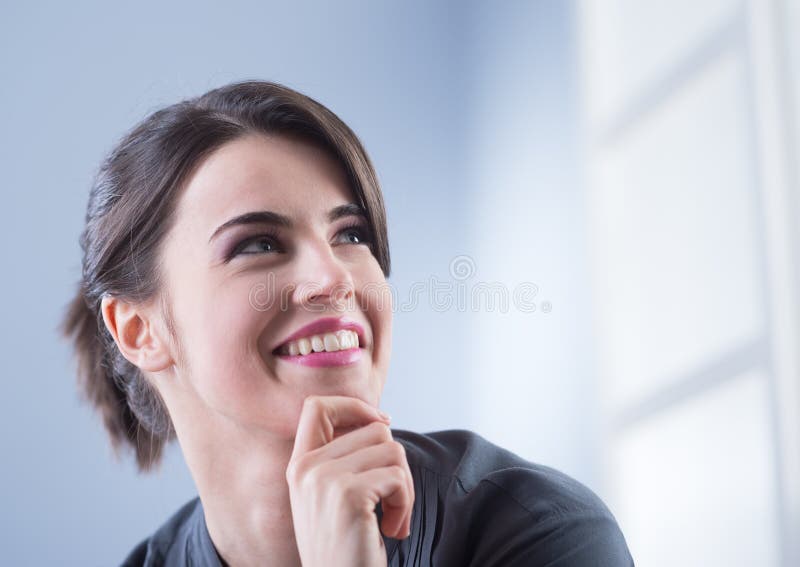 Friendly woman smiling stock image. Image of thinking - 41825919
