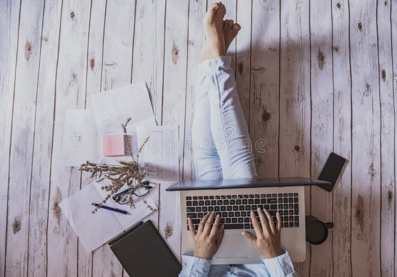Friendly workspace stock photo. Image of notebook, female - 177815896