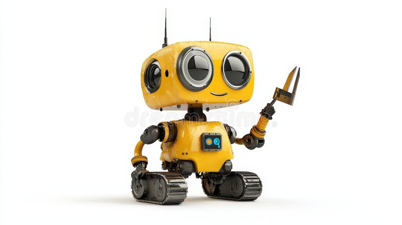 Friendly Yellow Robot with a Smiling Face Stock Illustration ...