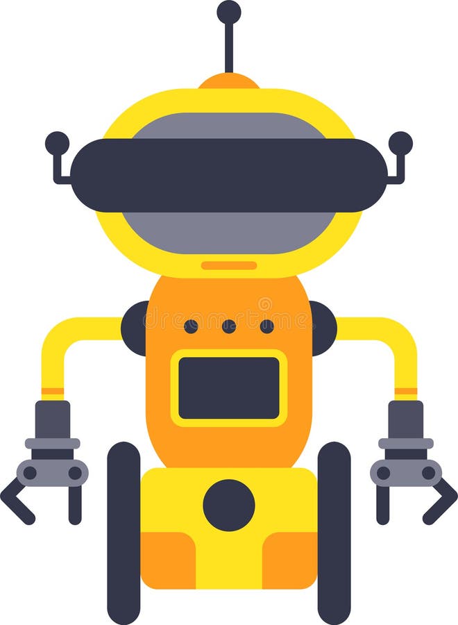 Friendly Yellow Robot is Standing on Wheels, with Its Claws Open and an ...