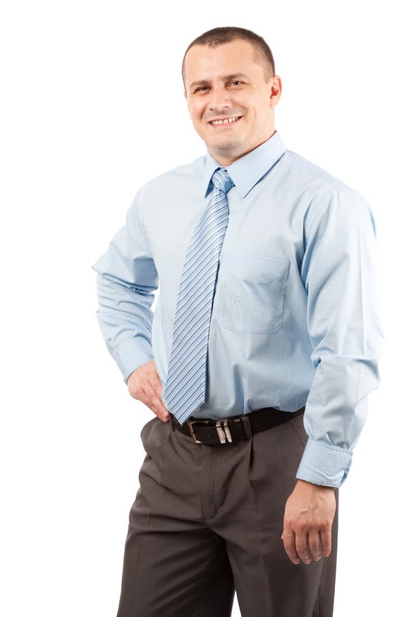 Friendly Young Businessman Isolated on White Stock Photo - Image of ...