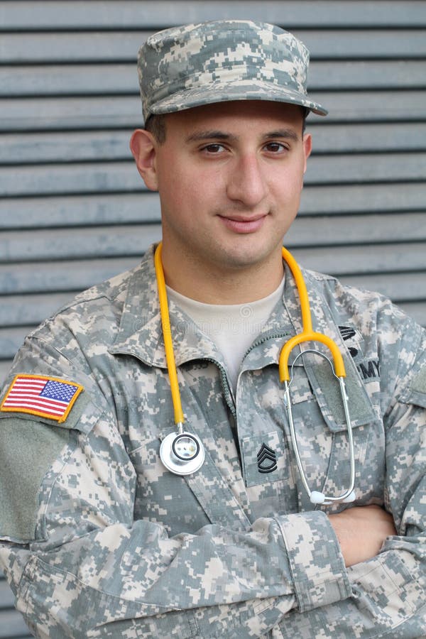 Friendly Young Military Doctor in Uniform Stock Photo - Image of ...