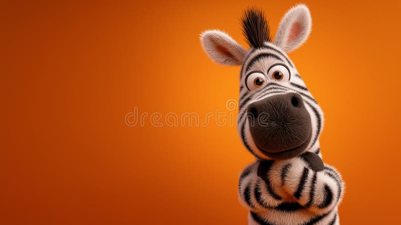 Friendly Zebra with Expressive Eyes and Playful Pose Against Vibrant ...