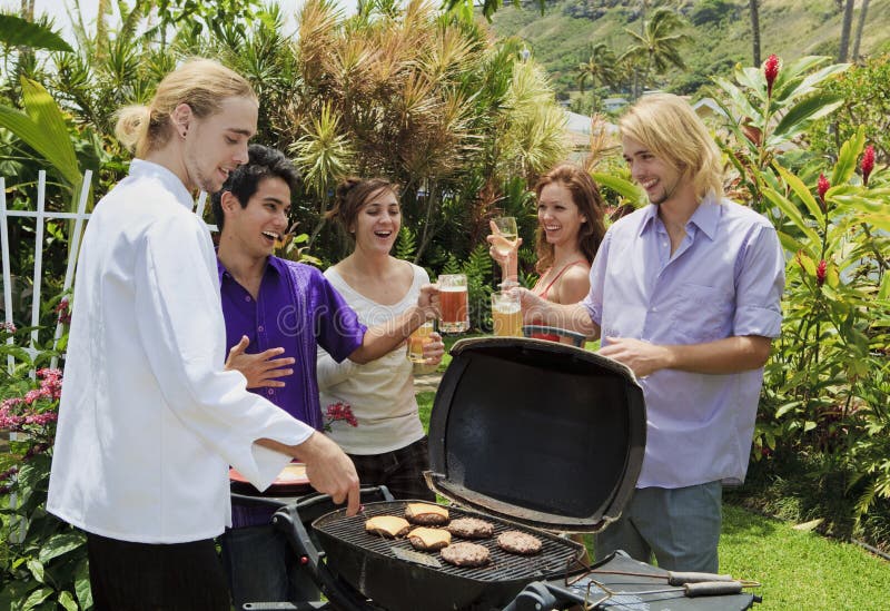 Friends at a Backyard Bar-b-que Stock Photo - Image of girl, gathering ...