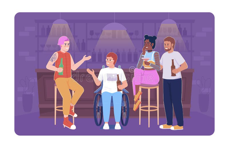 Friends in Bar 2D Vector Isolated Illustration Stock Vector ...