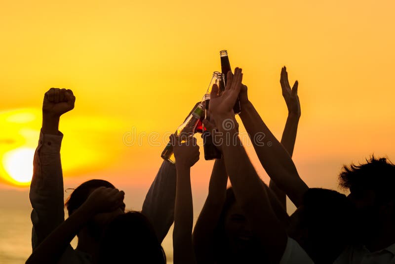 Friends Beach Party Drinks Toast Celebration Concept Stock Photo ...