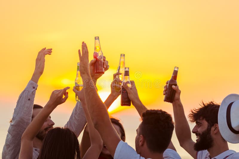 Friends Beach Party Drinks Toast Celebration Concept Stock Photo ...