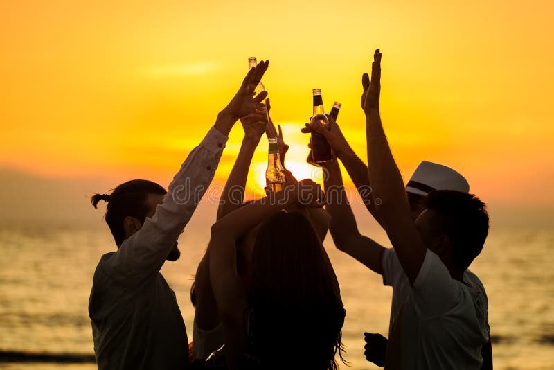 Friends Beach Party Drinks Toast Celebration Concept Stock Image ...