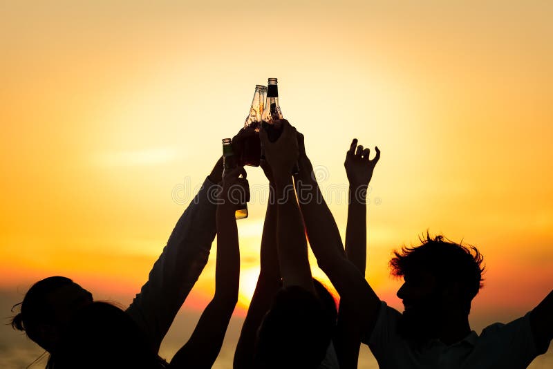 Friends Beach Party Drinks Toast Celebration Concept Stock Photo ...