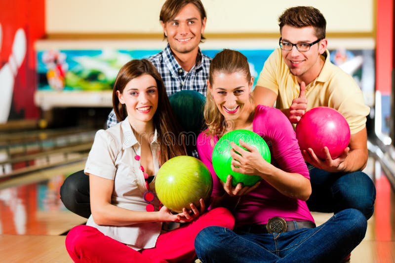 Bowling with friends stock image. Image of alley, ball - 12747979