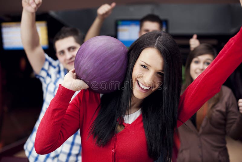Bowling with friends stock image. Image of alley, ball - 12747979