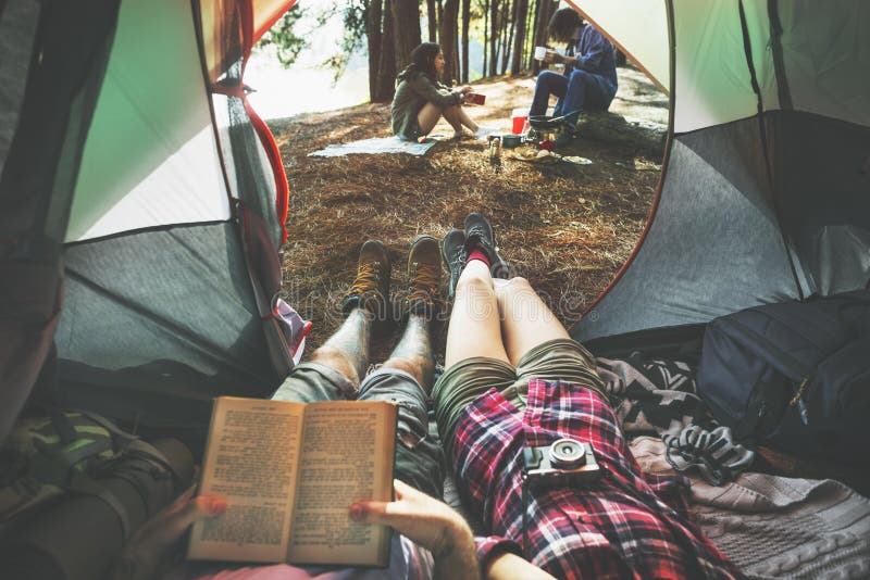 Friends Camping Relax Vacation Weekend Concept Stock Image - Image of ...