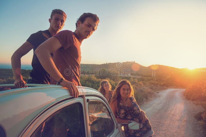 Friends in a car stock photo. Image of outdoors, girls - 153954510