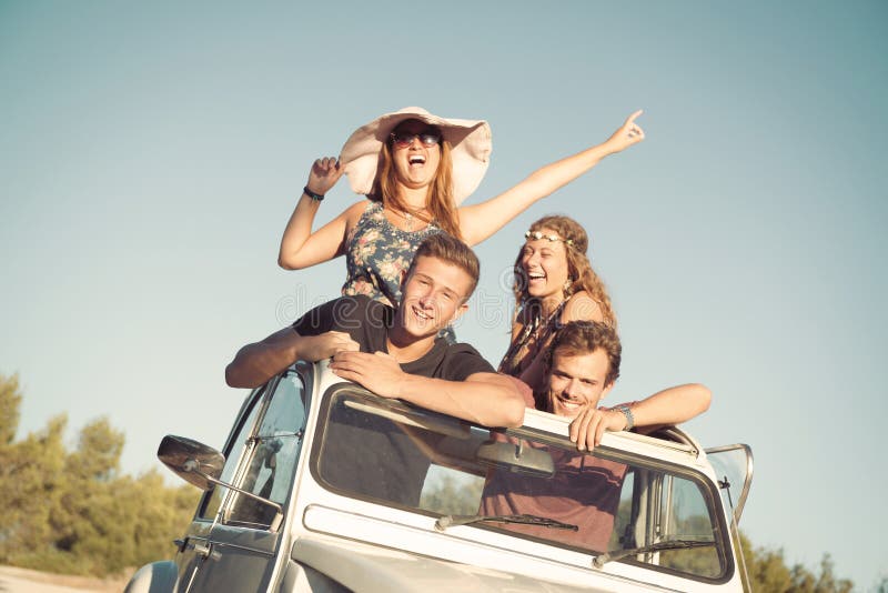 Friends in a car stock photo. Image of boys, pretty - 118848318