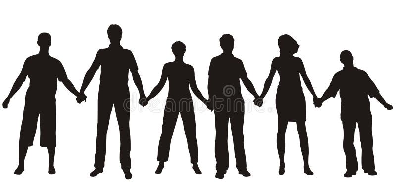 People chain silhouette stock vector. Illustration of outline - 3567509