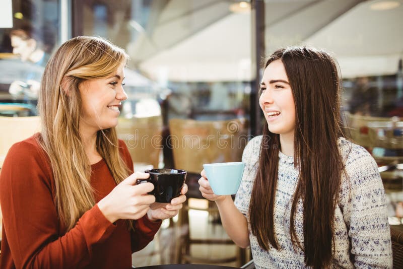 Friends Chatting Over Coffee Stock Image - Image of caucasian, female ...