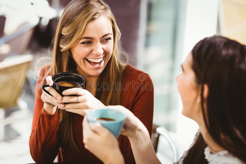 Friends Chatting Over Coffee Stock Image - Image of coffee, holding ...