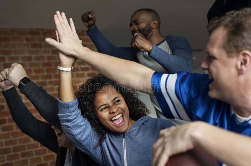 Friends Cheering Sport League Together Stock Photo - Image of cheering ...