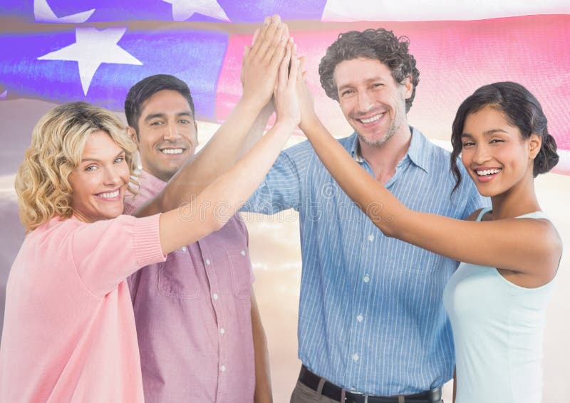 Friends Clapping Their Hands Together for Independence Day Stock Image ...