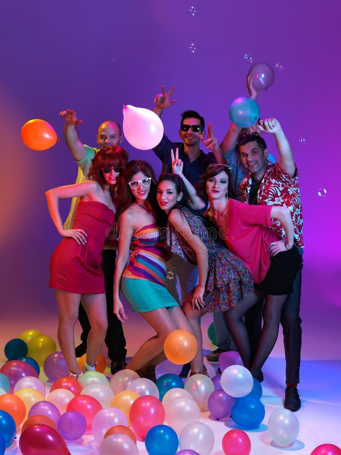 Friends Close Together, Playing with Balloons Stock Photo - Image of ...