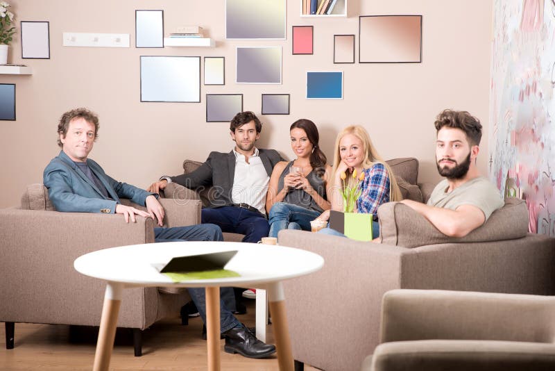 Friends in a coffee shop stock image. Image of positive - 71669793