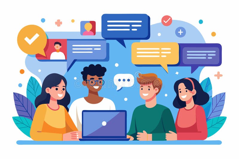 Friends Communicate Enthusiastically Via a Digital Chat Interface on ...