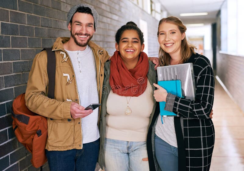 Friends Complete the University Experience. Cropped Portrait of Three ...
