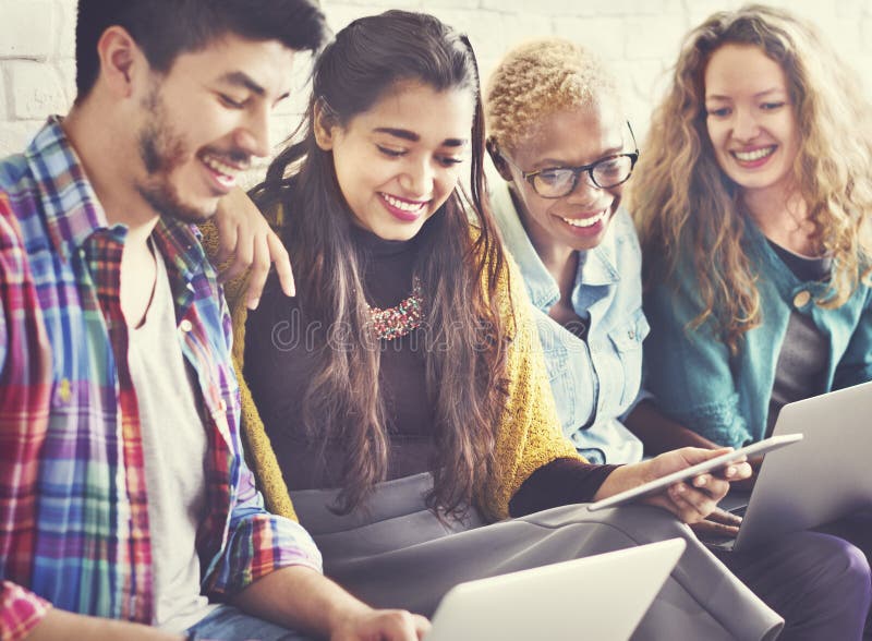 Friends Connection Digital Devices Technology Network Concept Stock ...