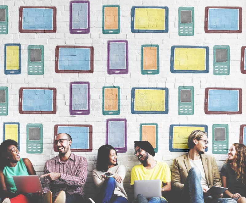 Friends Connection Digital Devices Technology Network Concept Stock ...