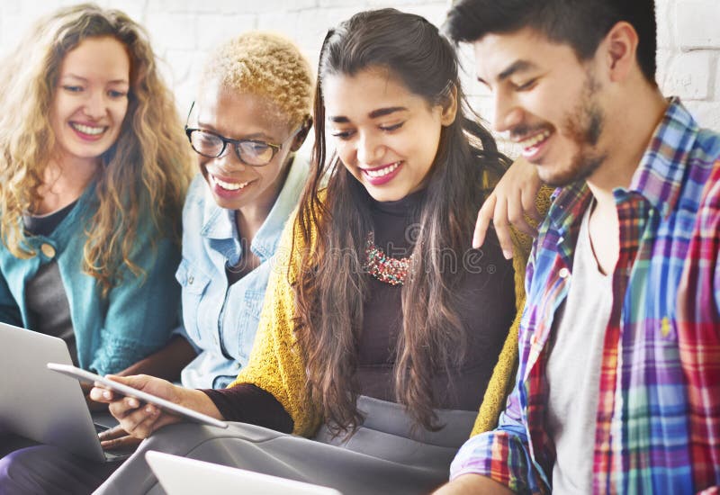 Friends Connection Digital Devices Technology Network Concept Stock ...