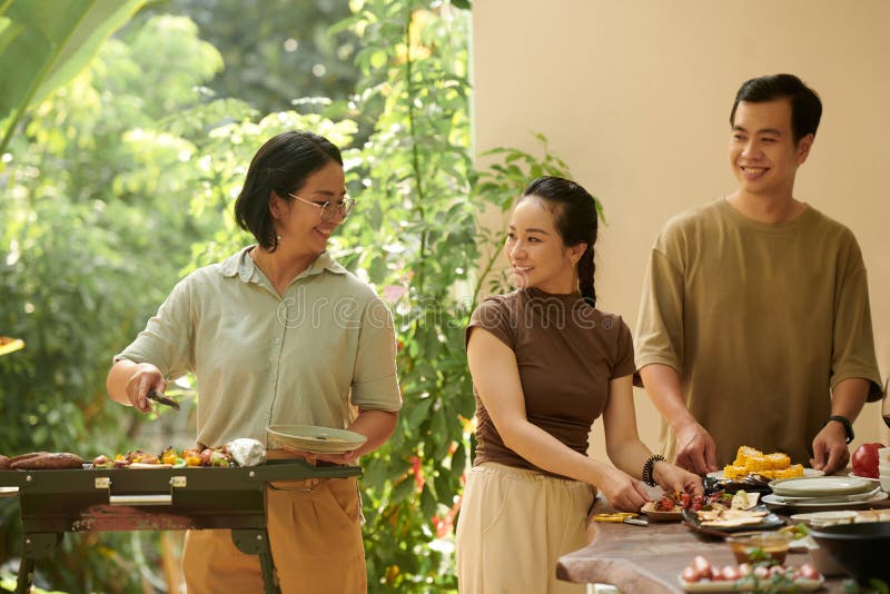 Friends Cooking Party Dinner Stock Photo - Image of summer, couple ...