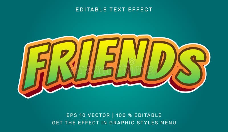 Friends 3d Editable Text Effect Stock Vector - Illustration of element ...