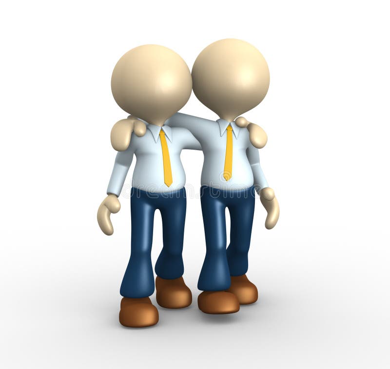 3d man friends. stock illustration. Illustration of embrace - 32590381