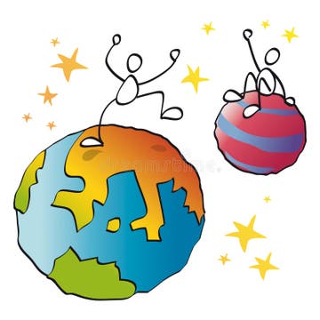 Friends on Different Planets Stock Illustration - Illustration of funny ...