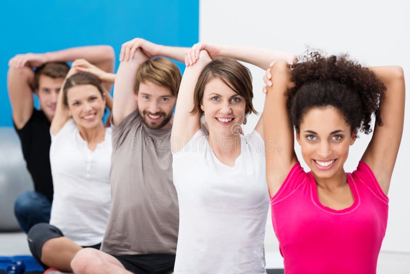 Friends Doing Aerobics Together at the Gym Stock Image - Image of ...