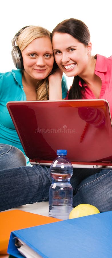 Friends are doing homework stock photo. Image of computer - 10471194
