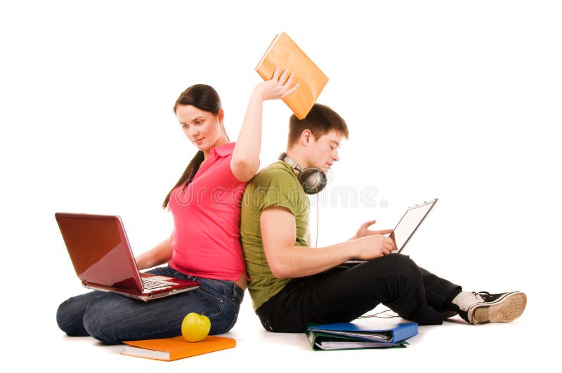 Friends are doing homework stock image. Image of high - 10471283