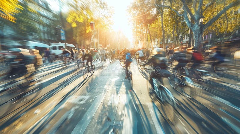 Friends Enjoying Active Recreation while Riding Bicycles Together in a ...