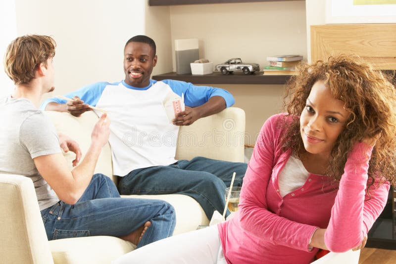 Friends Enjoying Chatting Together at Home Stock Image - Image of ...