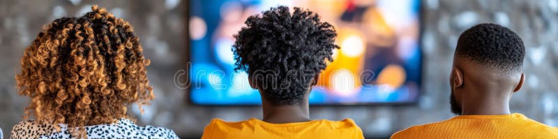 Friends Enjoying Entertainment, Watching Television Program Indoors ...