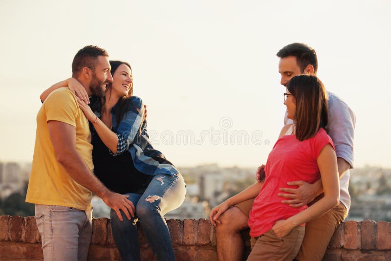 Friends is Enjoying Outside Stock Photo - Image of outgoing, happy ...