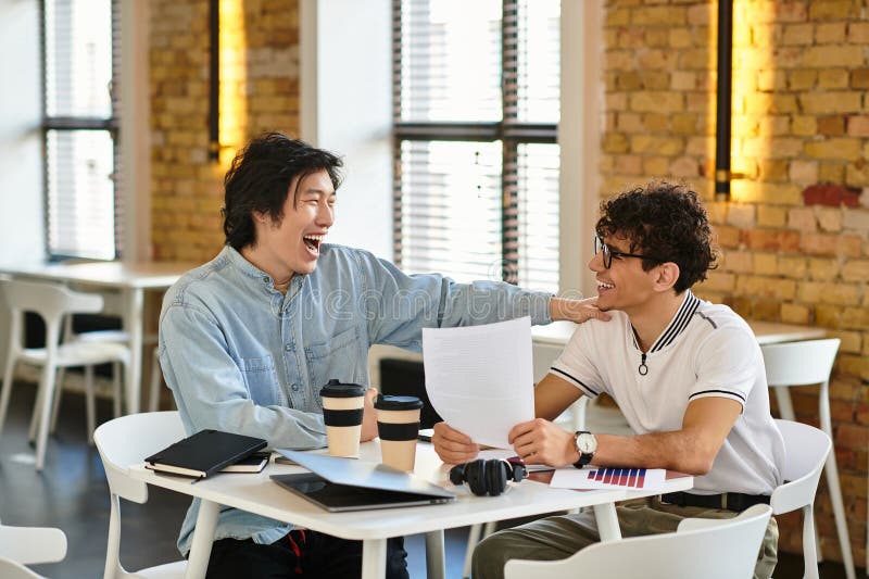 Friends Enjoying a Productive Work Session Stock Image - Image of ideas ...