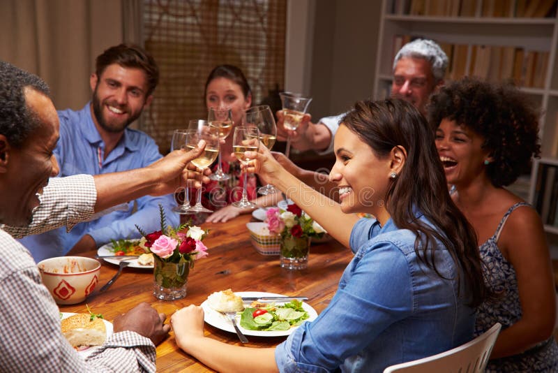 Friends at an Evening Dinner Party Stock Image - Image of adults ...