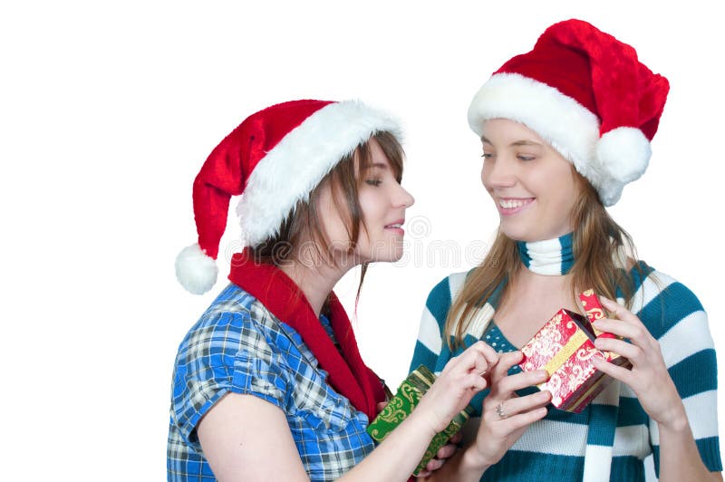 Friends Exchanging Gifts stock photo. Image of cute, fashion - 17064218